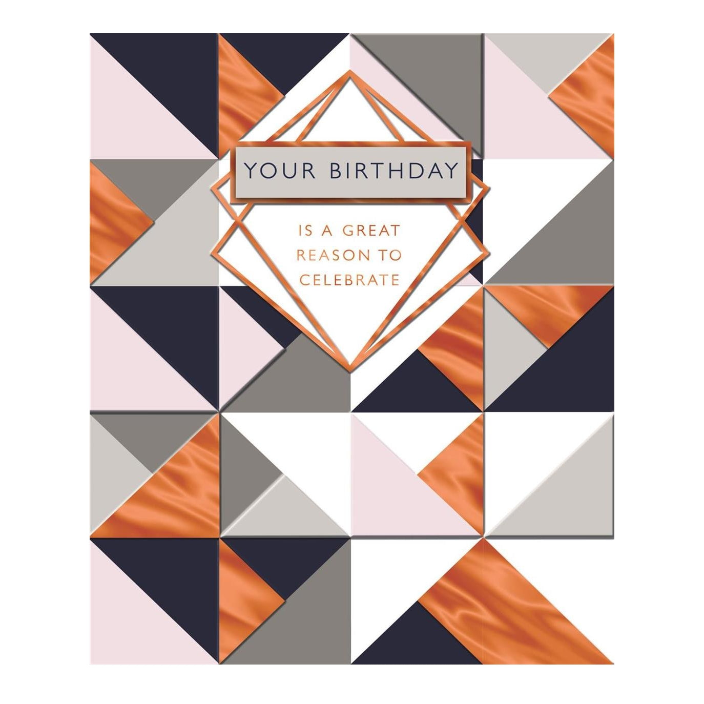 General birthday Card Geometric Foiled Design with 3D Tag– Choice Wholesale