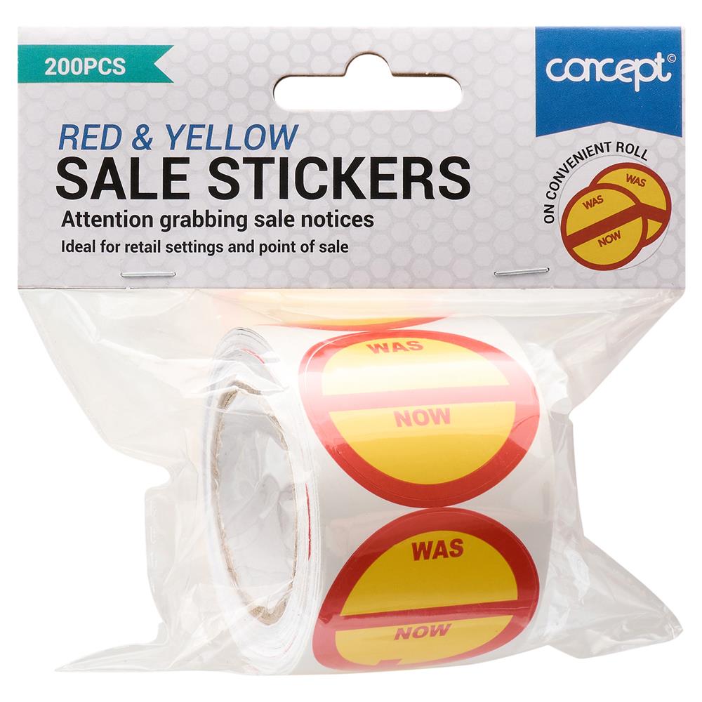 Roll of 200 1.5" Red & Yellow Sale Stickers by Concept– Choice Wholesale