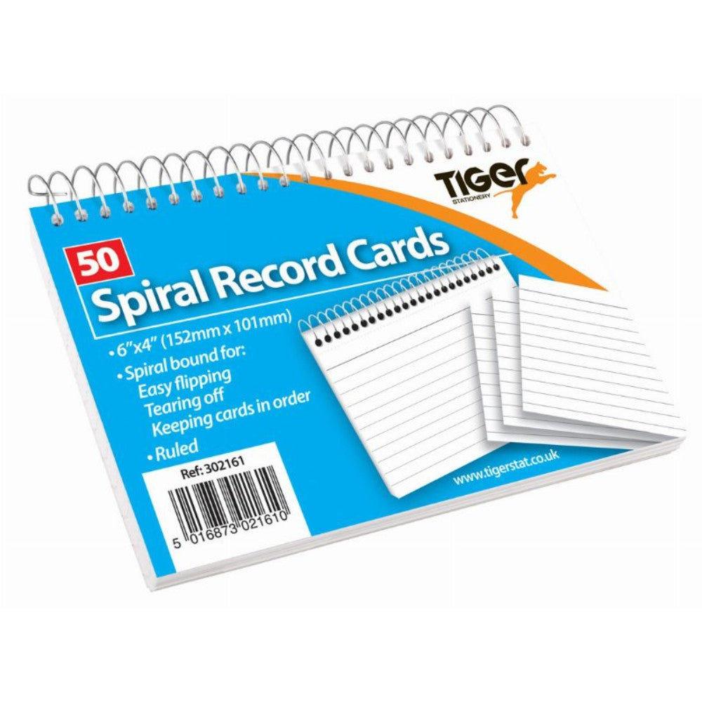 Pack of 50 Sheet of White Spiral Ruled Record Cards 6"X 4"– Choice ...