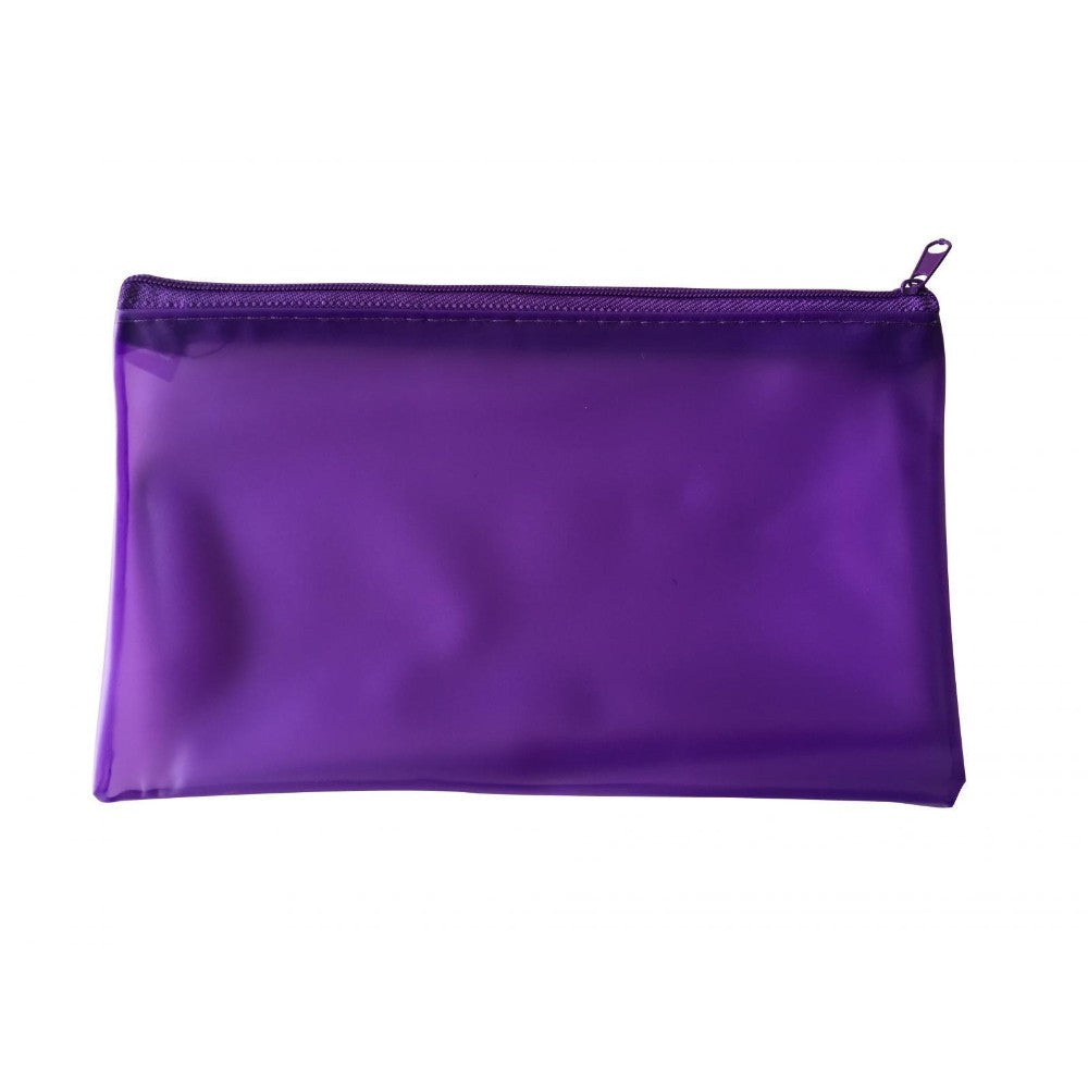 8x5" Frosted Purple Pencil Case - See Through Exam Clear Translucent ...